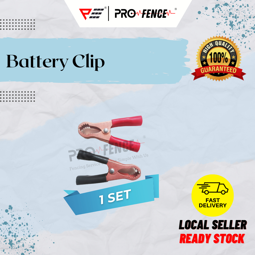 Pro Fence Battery Clip (1 Set Red + Black) Crocodile Clip Pagar ...