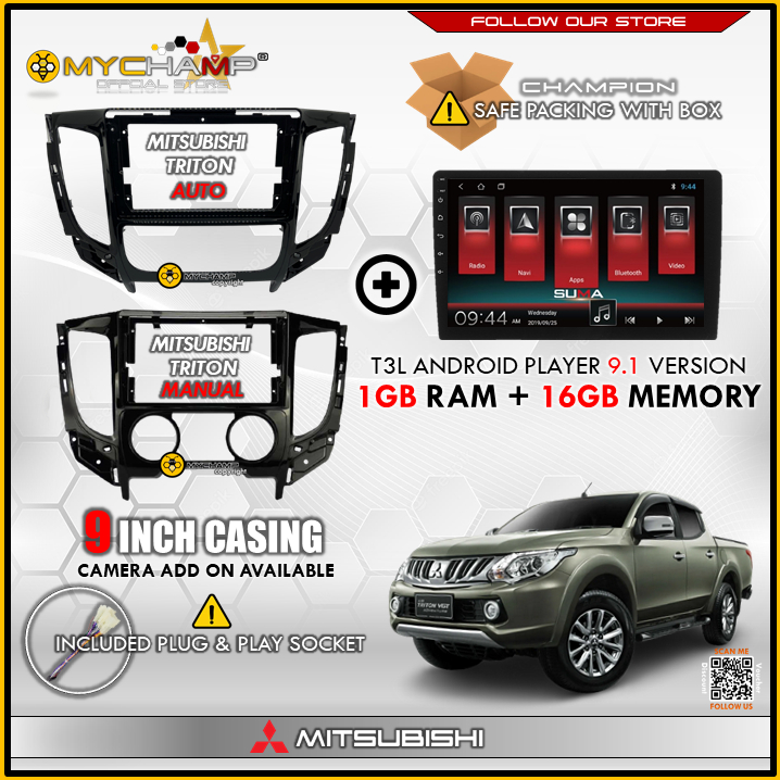 Mitsubishi Triton 2015-2018 SUMA 9" Inch Player + Casing Mirrorlink ...