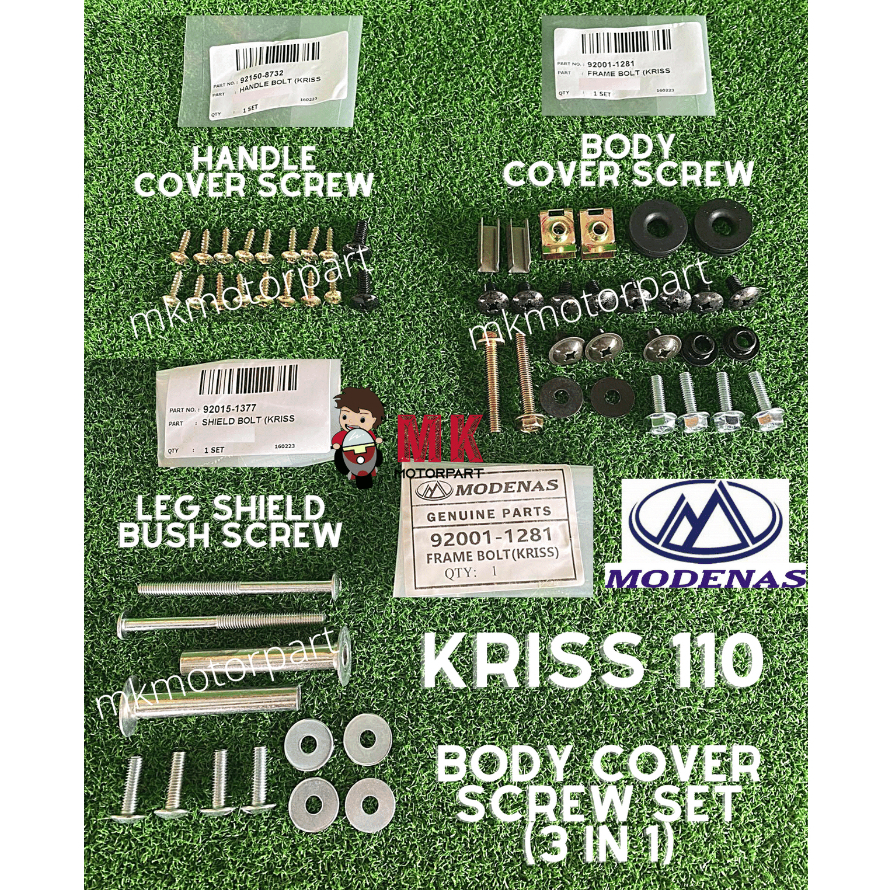 Modenas *** KRISS 110 Full Set Body Cover Screw Set ( 3 in 1 ) Kriss110 ...