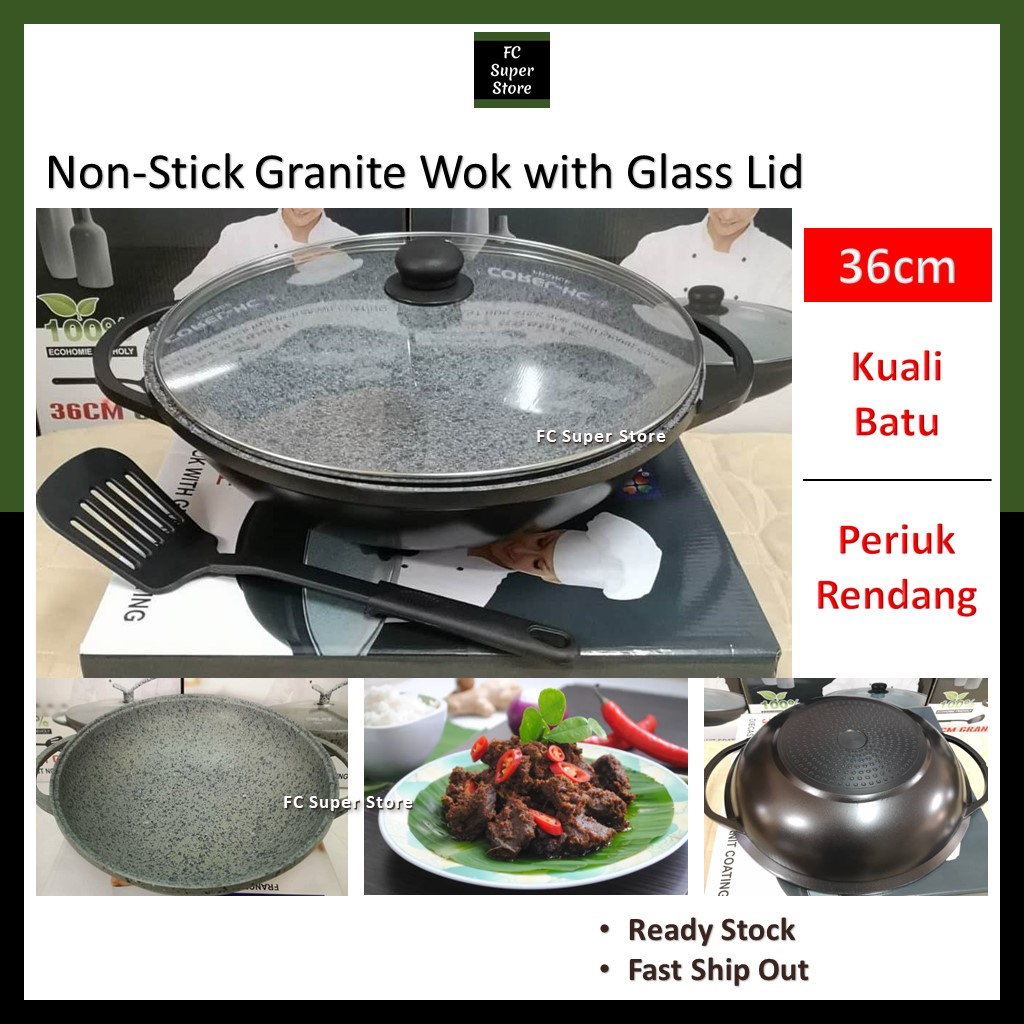 FCSS 36cm Non Stick Wok / Periuk Batu Granit / Granite Frying Pan ...