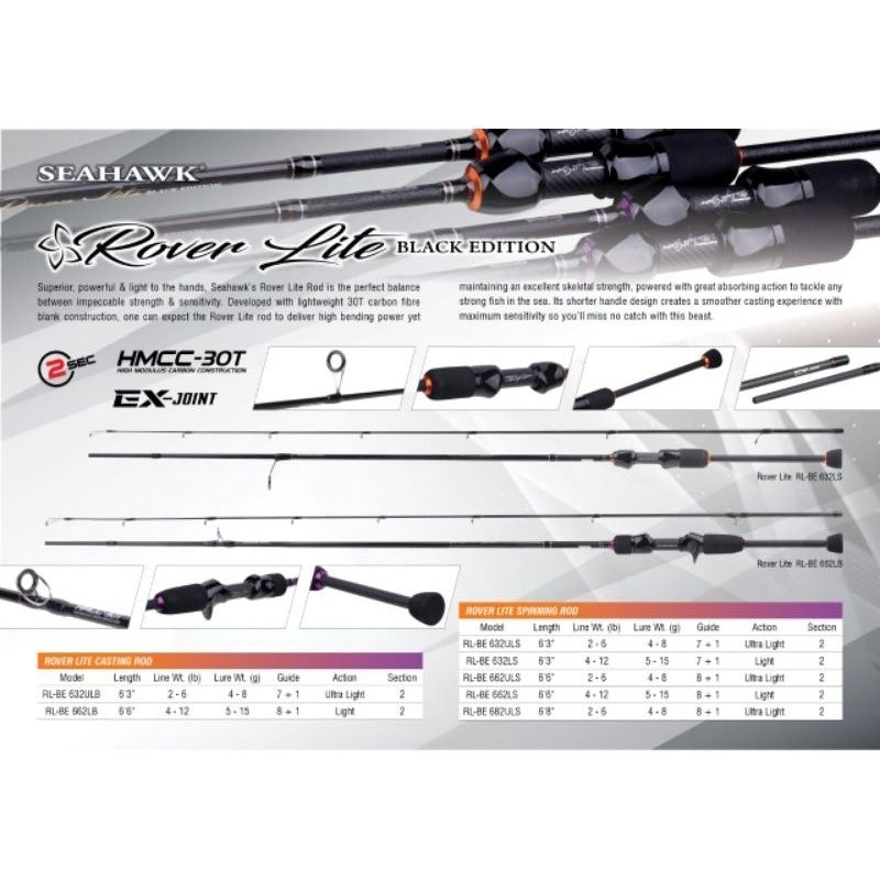 SEAHAWK ROVER LITE SPINNING AND BAITCASTING ROD | Shopee Malaysia
