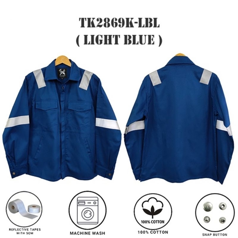 2869k Men's Safety Jackets (LIGHT BLUE) Baju Kerja | Shopee Malaysia