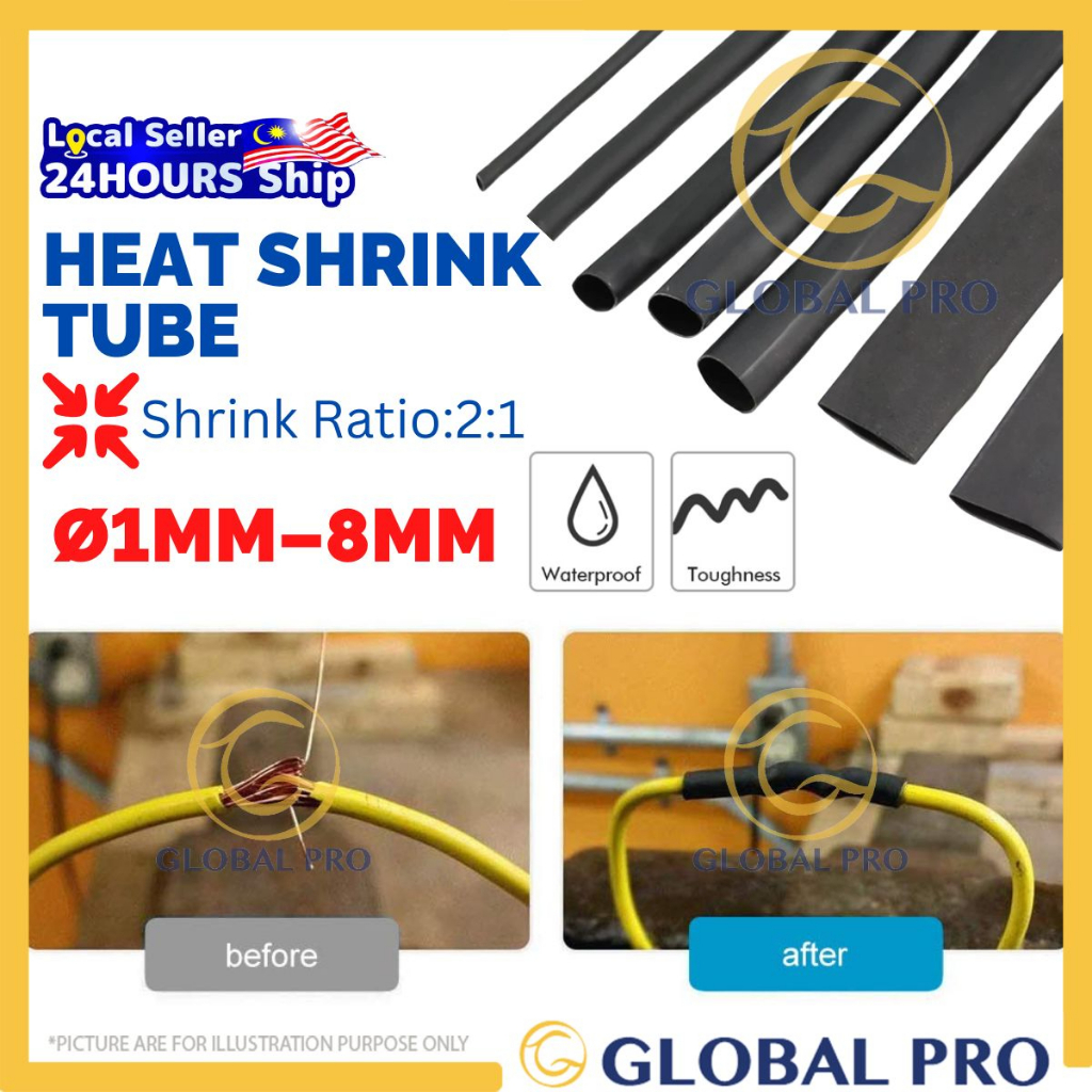 1METER Heat Shrink Tube Electrical Tube Penyambung Wayar Kereta Cover ...