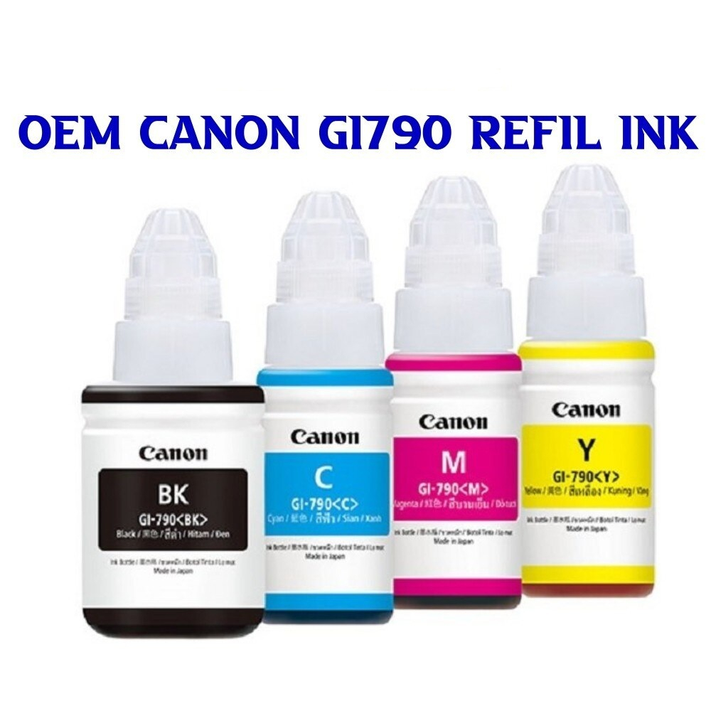 OEM CANON GI790 GI-790 BLACK/CYAN/MAGENTA/YELLOW Refill Ink GI-790 ...