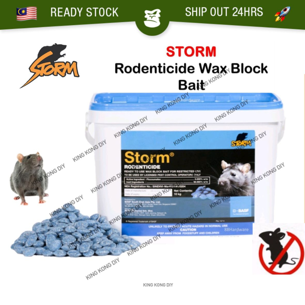 [REPACKED 250GM/PACK] BASF STORM Rodenticide Wax Block Bait Rat Killer ...