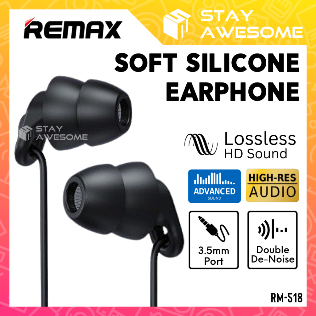 REMAX Sleep Earphone 3.5mm Sleeping Earbuds Noise Cancelling In Ear ...