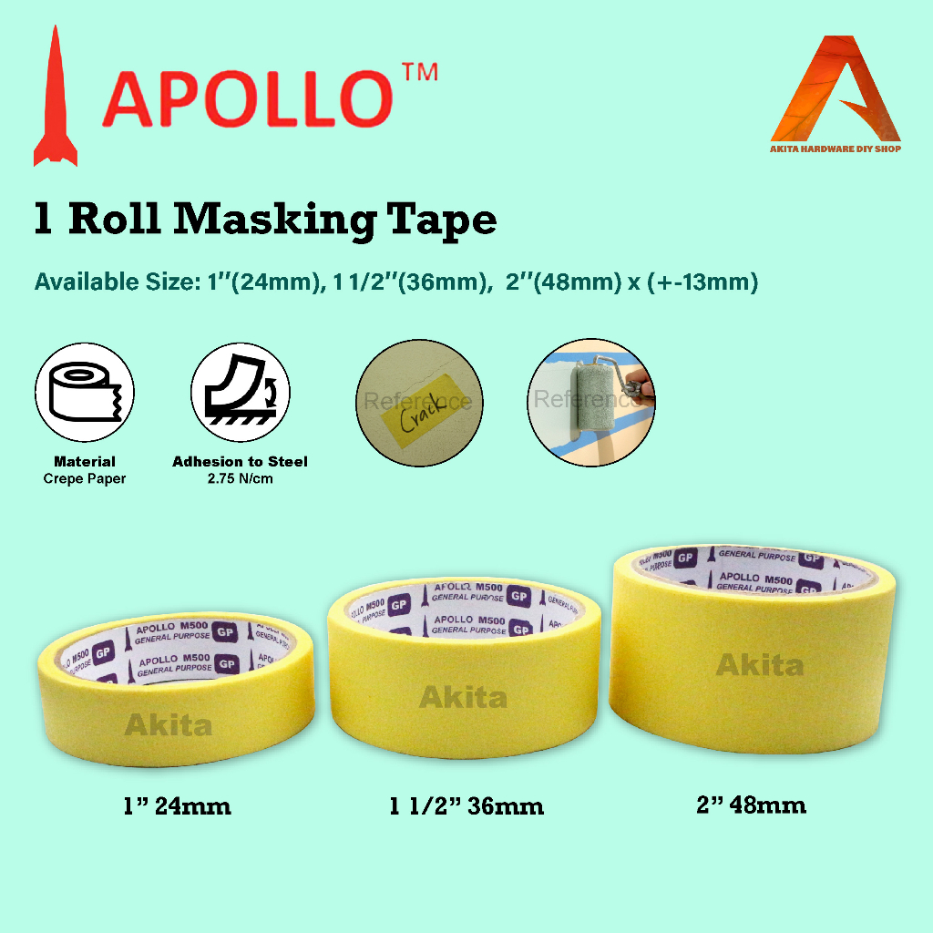 Apollo 1pcs High Quality Yellow Masking Tape (24mm 36mm 48mm) Self ...