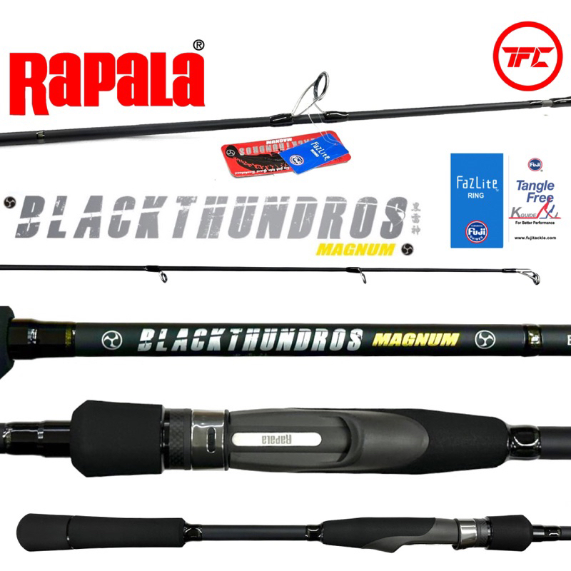 RAPALA Black Thundros Magnum 黑雷神 Baitcast & Spinning Rod BC Baitcasting ...
