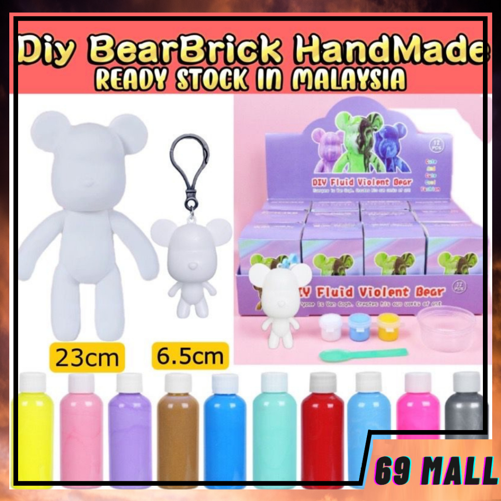 BearBrick DIY Fluid 6.5cm White Bear Colour Set and 23cm Bearbrick ...