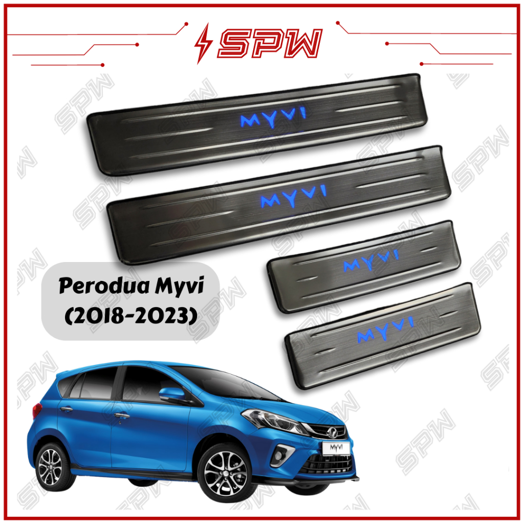 Perodua Myvi G3 (2018 to 2023) Side Step Stainless Steel Blue LED Car ...