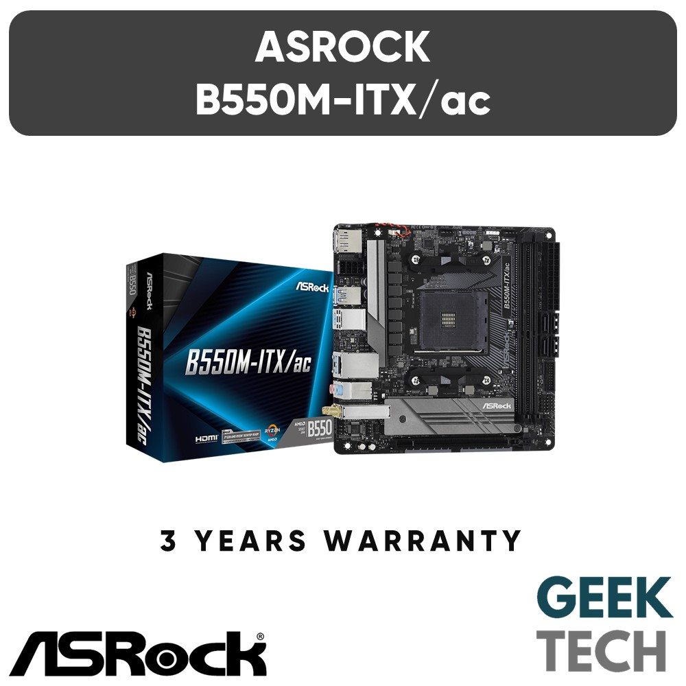 ASRock B550M-ITX/ac Mini ITX Motherboard - Supports AMD Ryzen™ 3000 ...