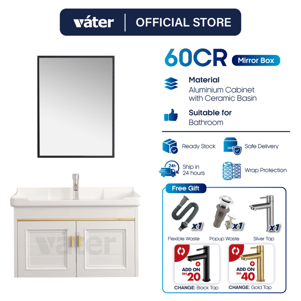 [Vater] 60CR Aluminium Bathroom Cabinet Ceramic Sink Mirror Box and ...