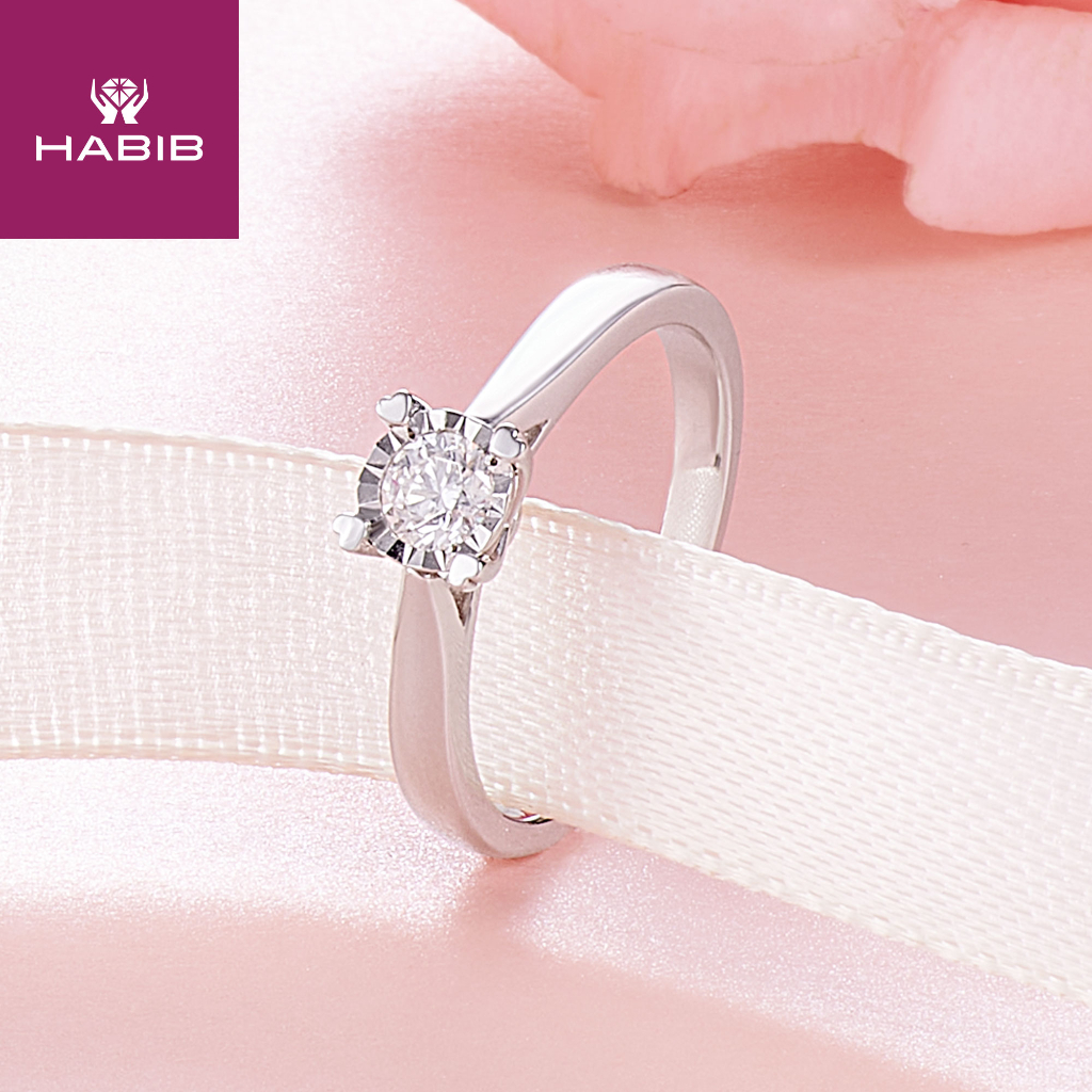 HABIB Round Diamond Ring in 375/9K White Gold 24509 | Shopee Malaysia