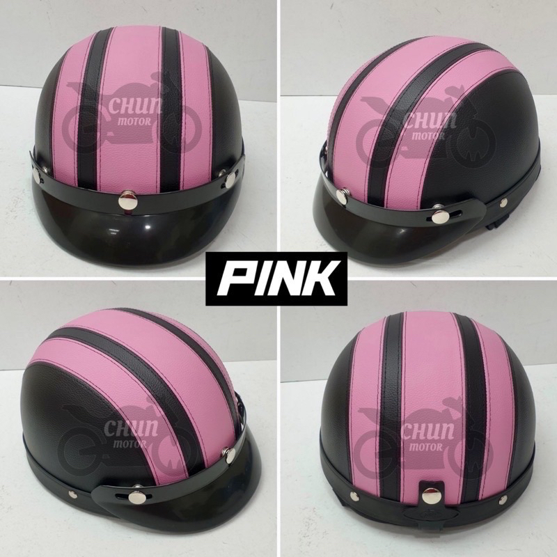 Steng Kura Kura Half Leather Helmet Open Face Half Helmet Motor with ...