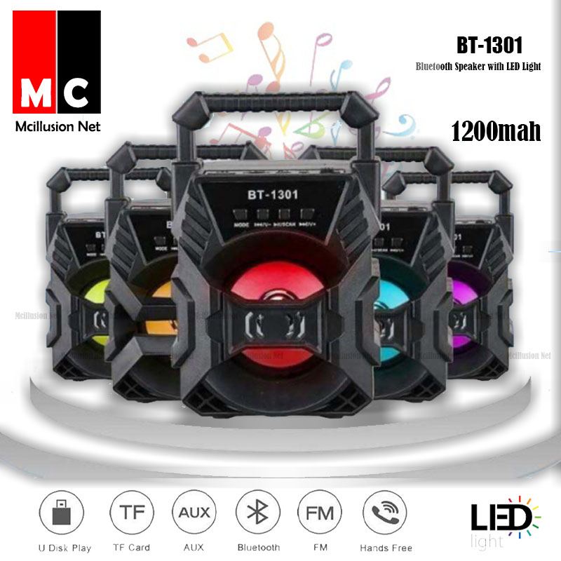 BT-1301 Bluetooth Rechargeable Speaker Portable LED BT1301 1200mah ...