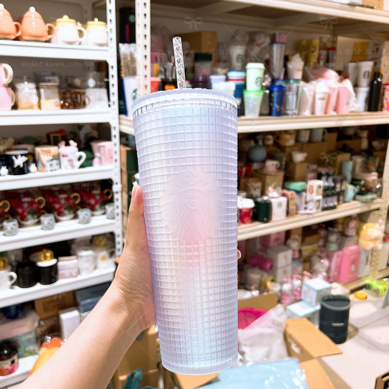 [ReadyStock]Starbucks Summer 2 Home Greenery 2022 Collection Soft Touch Grid Cold Cup 710ml ...