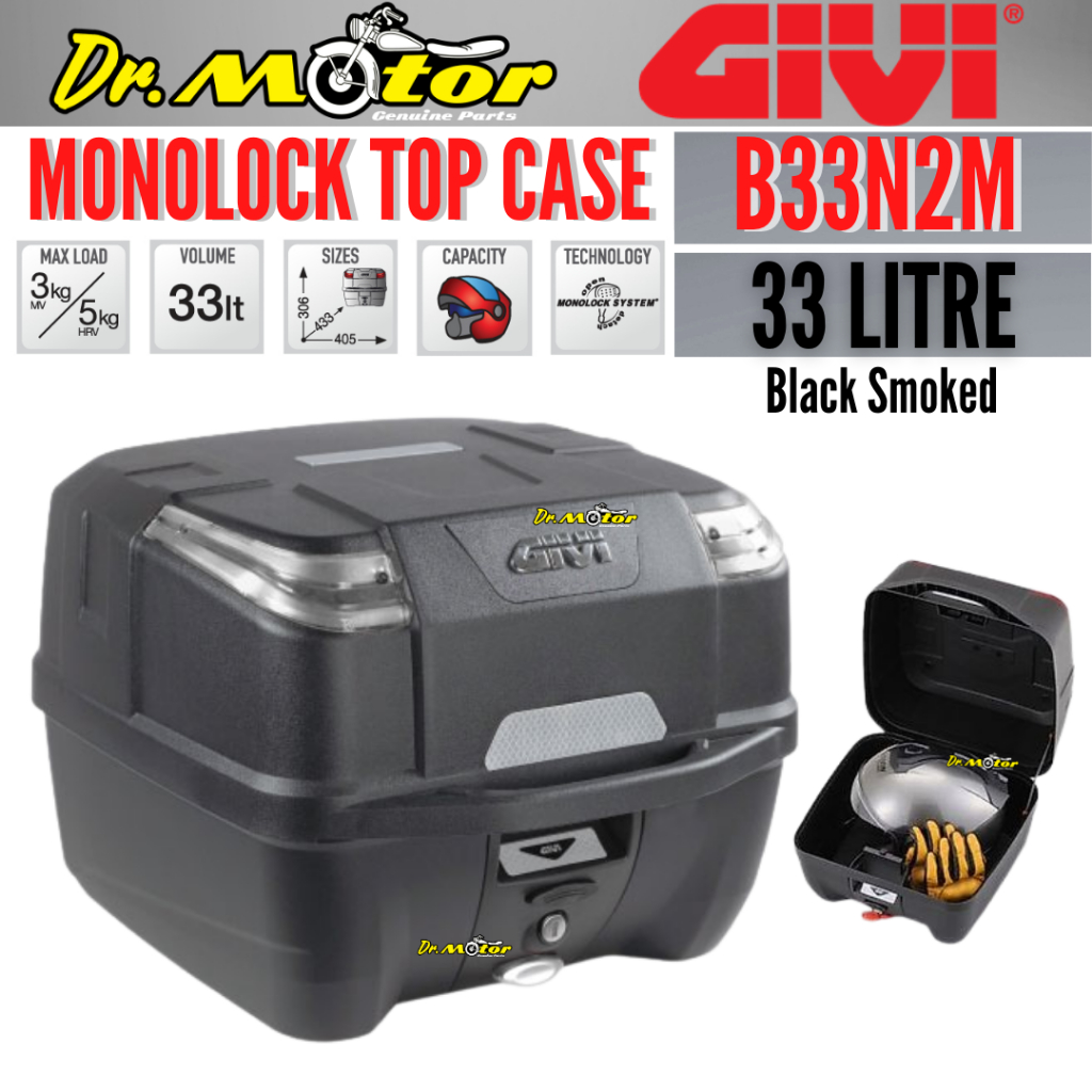GIVI BOX B32N B32NB B33NM B33N2M E250N E250N2 32L 33L 25L BLACK SILVER RED HITAM MERAH SMOKE ...