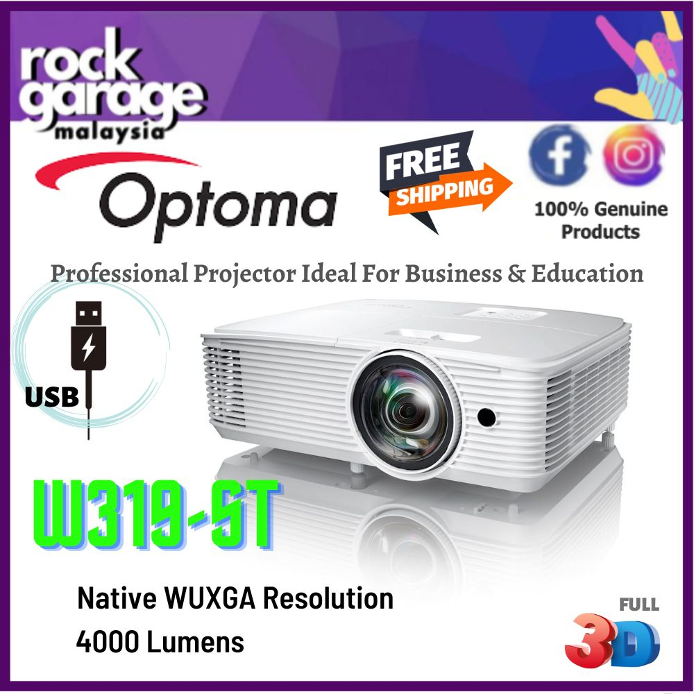Optoma W319-ST Bright And Compact Short Throw Projector ( W319-ST / W319 ST ) | Shopee Malaysia