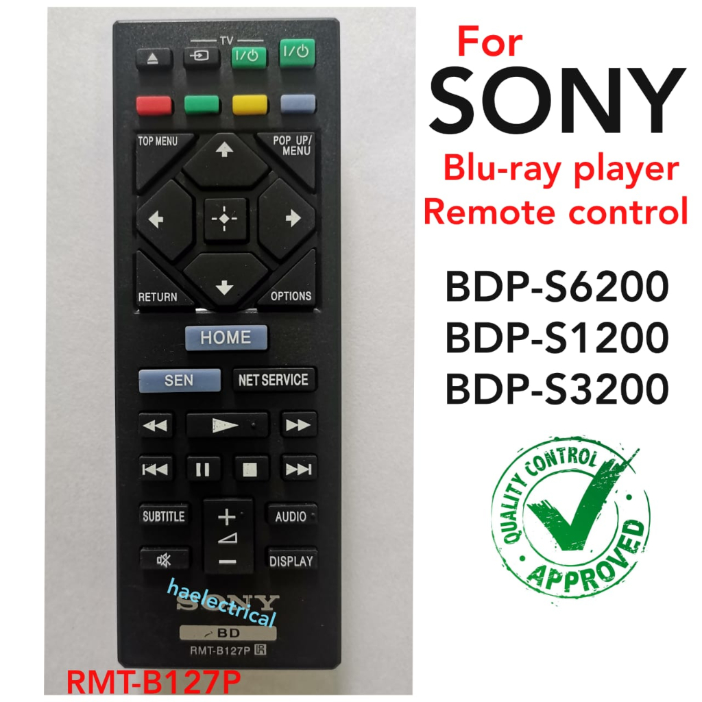 DVD BLU-RAY Player Remote For Sony BDP-S6200 BDP-S1200 BDP-S3200 ...
