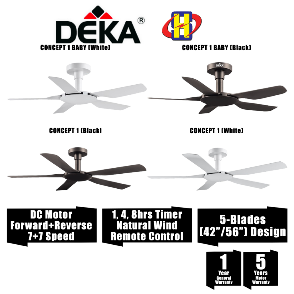 Deka Ceiling Fan (42Inch/56Inch) CONCEPT Series 14-Speed DC Motor ...