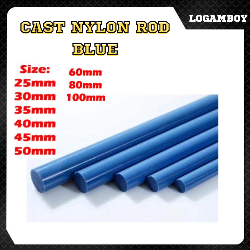 CAST NYLON ROD SHAFT BATANG ROUND BAR BLUE TEFLON BUSH BUSHING 50MM ...