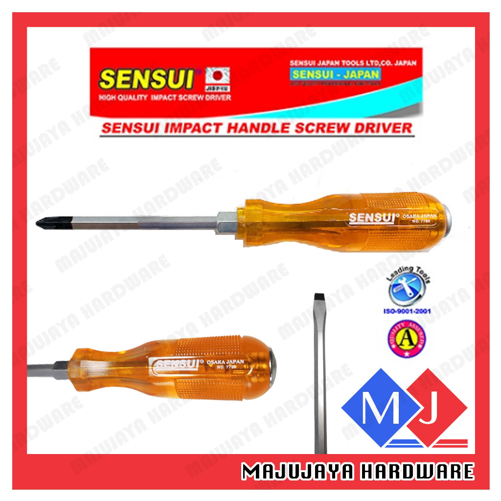 SENSUI Magnetic Screwdriver Flat Head Tips Screwdriver NO.7760 10'' / 12'' Acrylic Handle Impact ...