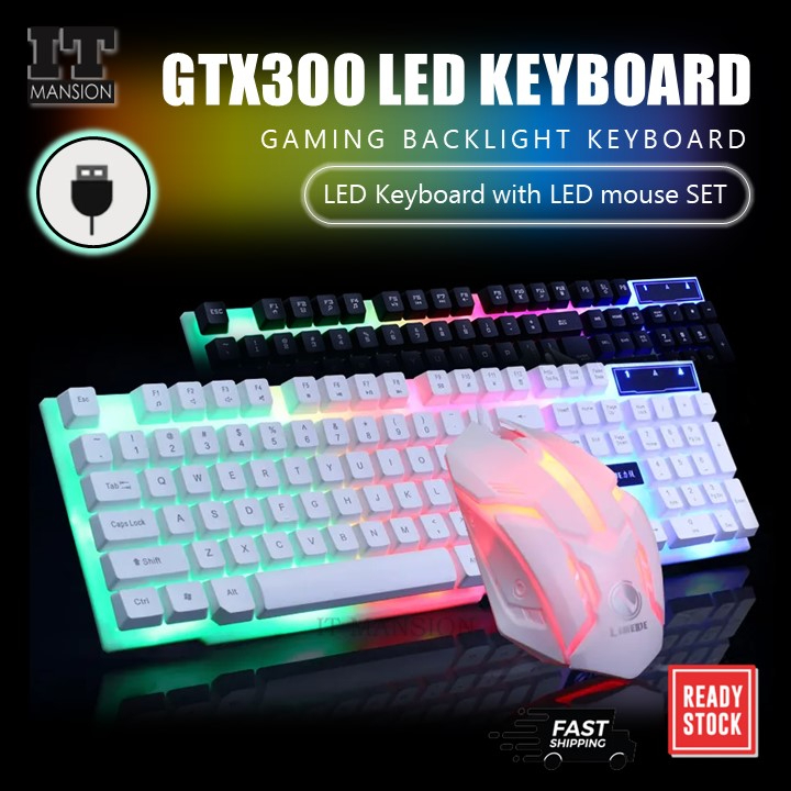 ITMANSION GTX300 Gaming RGB Keyboard and Mouse Set 104 Key Rainbow ...
