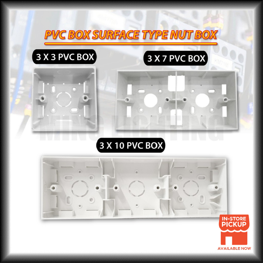 PVC BOX SURFACE TYPE NUT BOX / ELECTRICAL BOX / BASE 3X3 3X7 3X10 ...