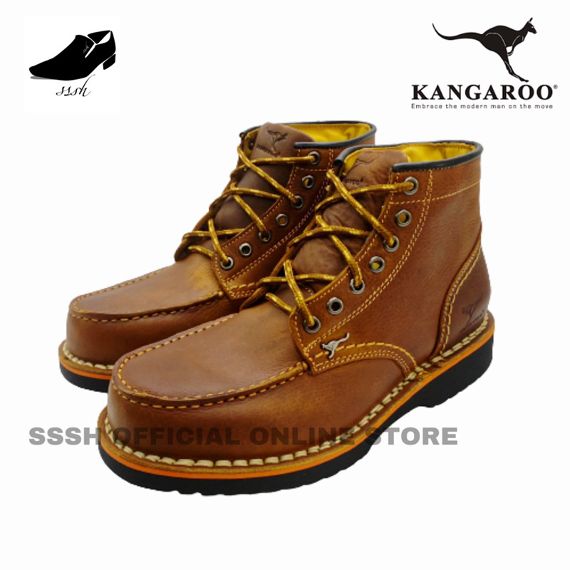 Original 2023 [NEW STOCK] Kangaroo Men Leather Boots Mid Cut Formal ...