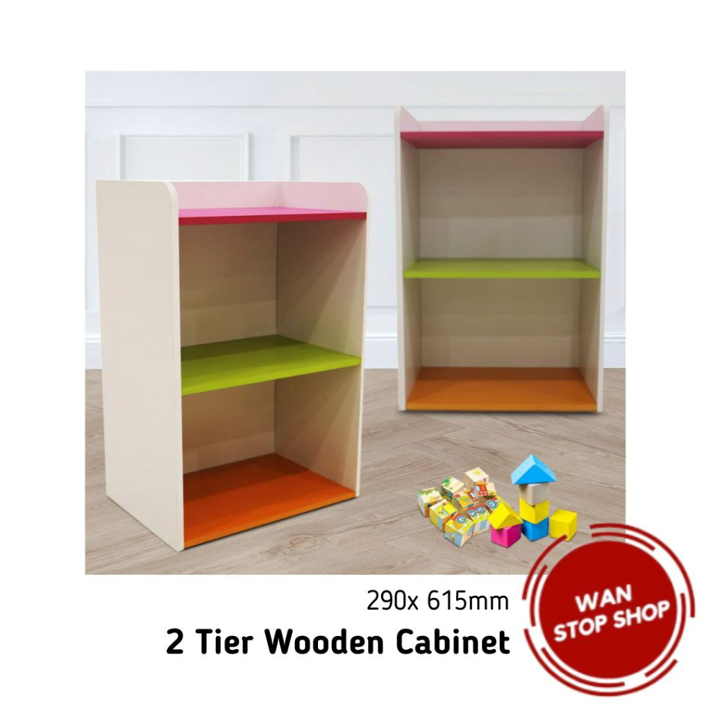 2 Tier Multipurpose Modern storage Rack Wooden Book Rack Colorful Book ...