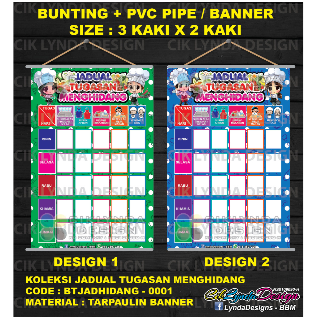 PRE-ORDER - BUNTING + PVC PIPE - JADUAL TUGASAN MENGHIDANG | Shopee ...