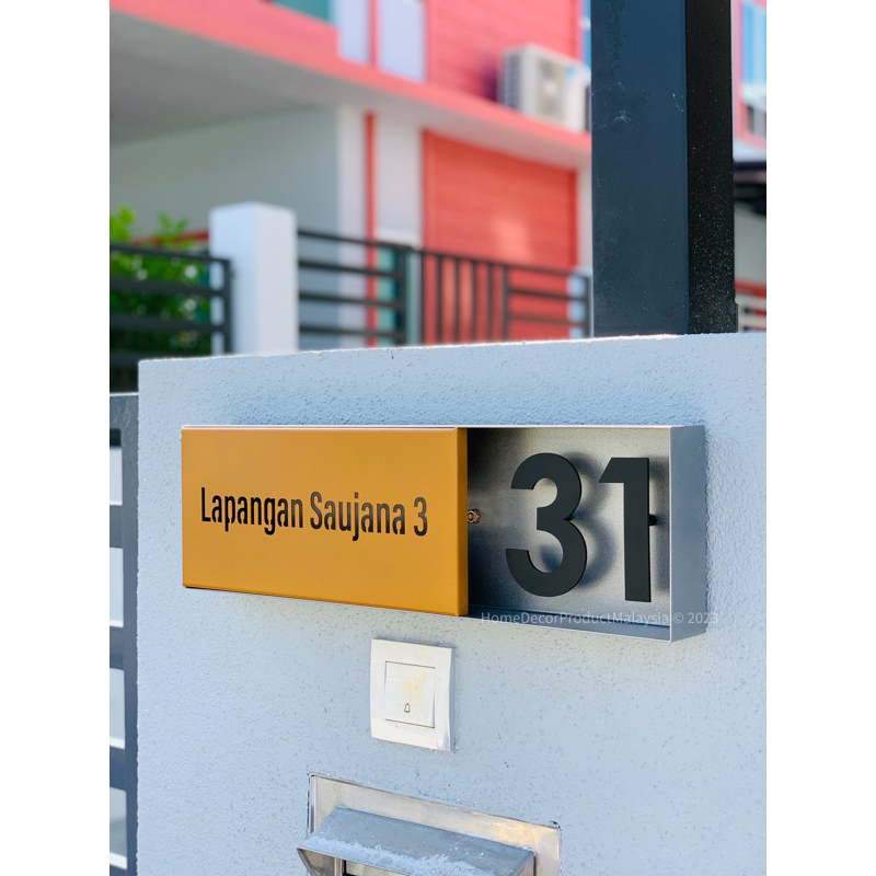 In-Box 3D lettering Metal Modern House Number Plate Signage Nombor ...