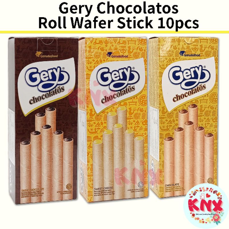 [14g x 10pcs]Gery Chocolatos Roll Wafer Stick 140g (Chocolate, Dark ...