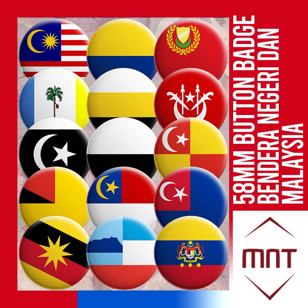 [MNT][No Minimum][Bendera Collection] Button Badge 58mm Bendera Negeri ...
