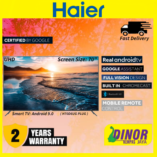 Haier 65 Inch UHD Smart Android Television HQLED Full Screen TV H70D6UG ...