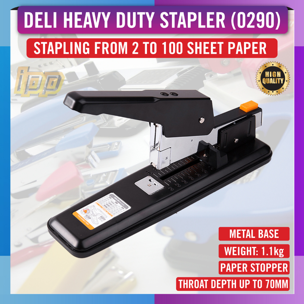Deli Heavy Duty Stapler Binding 2 to 100 Sheets Paper / High Quality Metal Stapler - Ready Stock ...