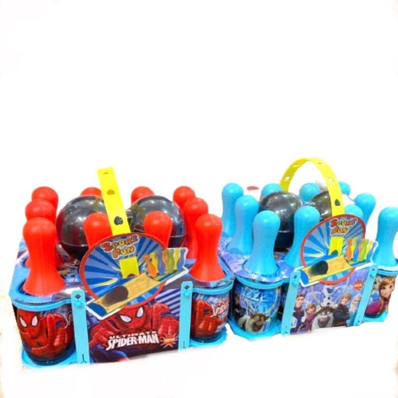 Spiderman Frozen Bowling Kids Toy Set 10-Pin with 2 Balls Indoor ...