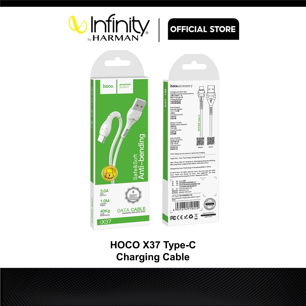 HOCO X37 - Cool power charging data cable for Type-C - White | Shopee ...