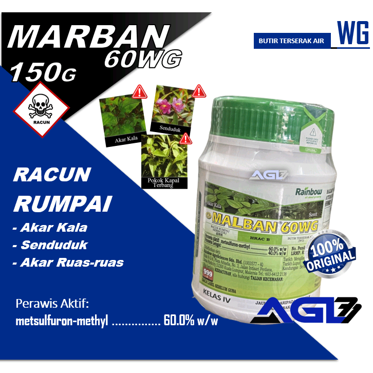 MALBAN 60WG 150g / Racun Rumpai / Anak Pokok Anak Kayu Rumpai Herbicide ...