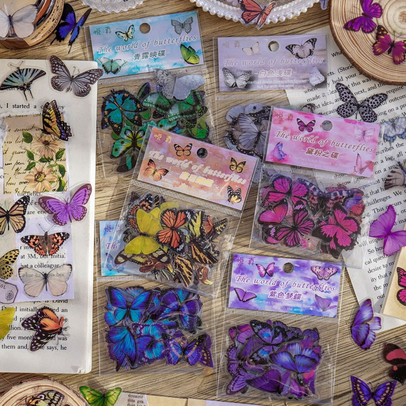 40pcs/pack Butterfly Series Stickers Epoxy Resin Art Collage Junk ...