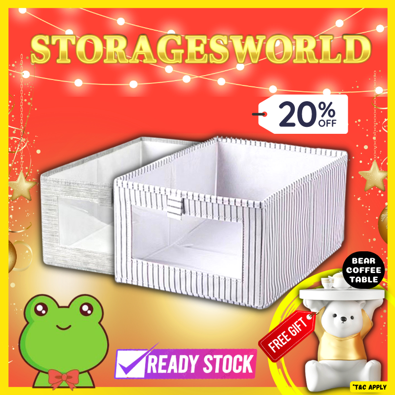 Korea Fabric Storage Box Foldable Wardrobe Linen Storage Box Basket ...