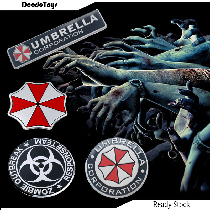 Aluminum 3D Emblem Umbrella Resident Evil Sticker RE Logo Car Auto ...