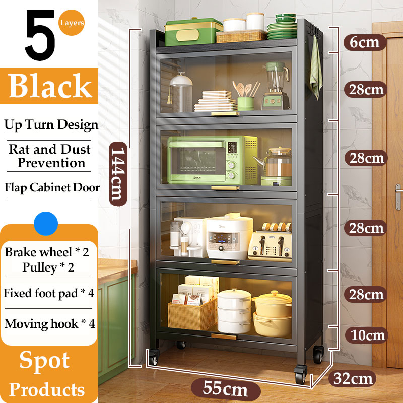 Kitchen Storage Cabinet Multi-layer Carbon Steel Organizer Rack Grey ...