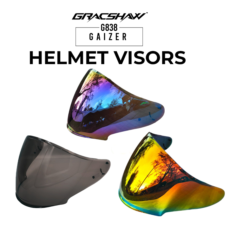 (VISOR) Gracshaw Gaizer G838 Helmet- Smoke Tinted/Revo Gold/Rainbow ...