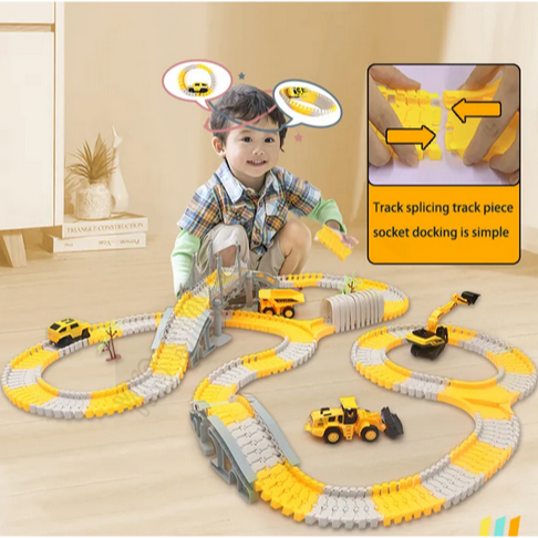 DIY Car Race Magic Rail Track Sets Brain Game Flexible Curved Vehicles ...