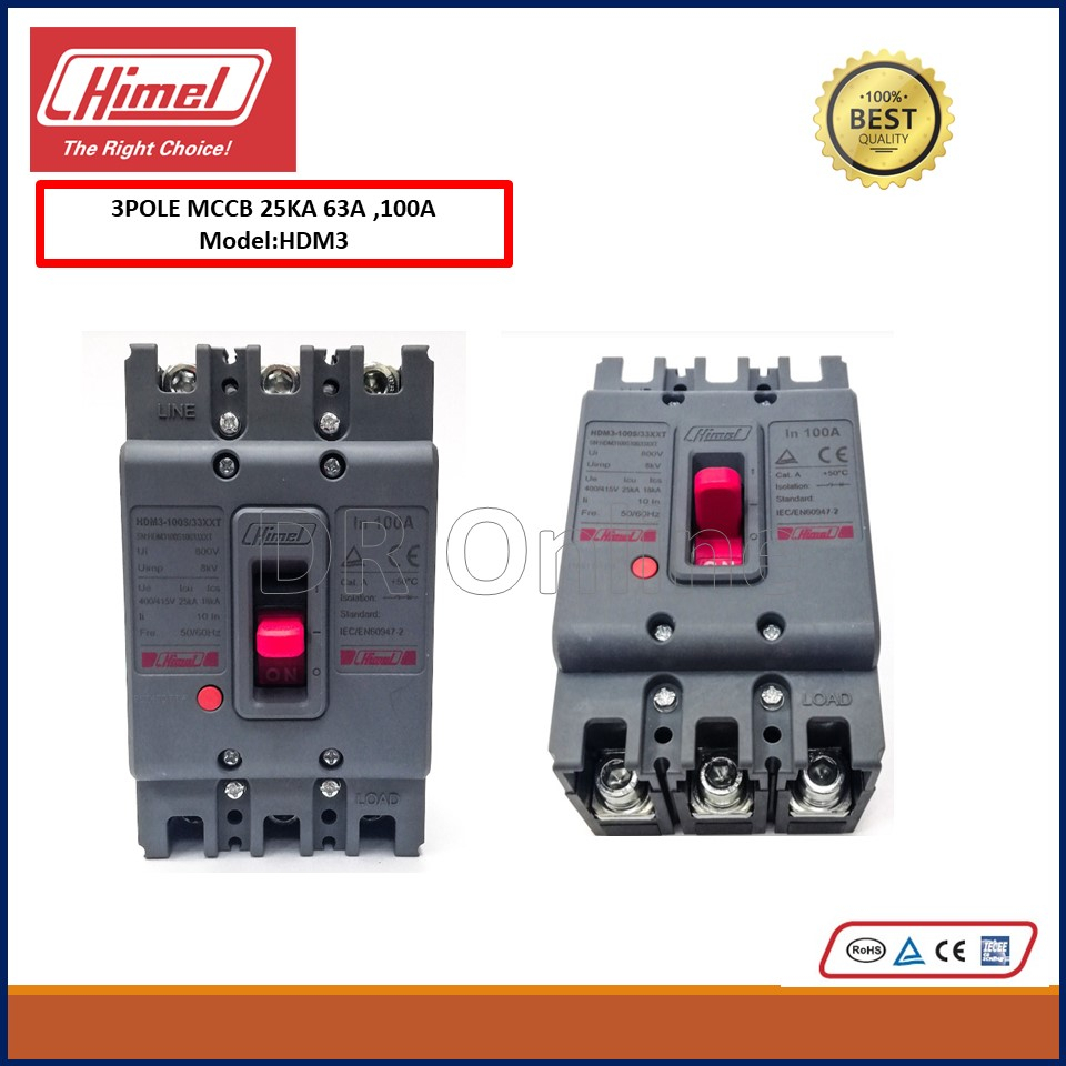 Himel MCCB 3POLE Molded Case Circuit Breaker - MCCB 3P 25KA 63A ,100A | Shopee Malaysia