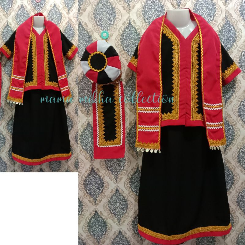 Baju Bidayuh Tradisional Moden Dayak Borneo Sarawak 4in1 Kanak-Kanak ...