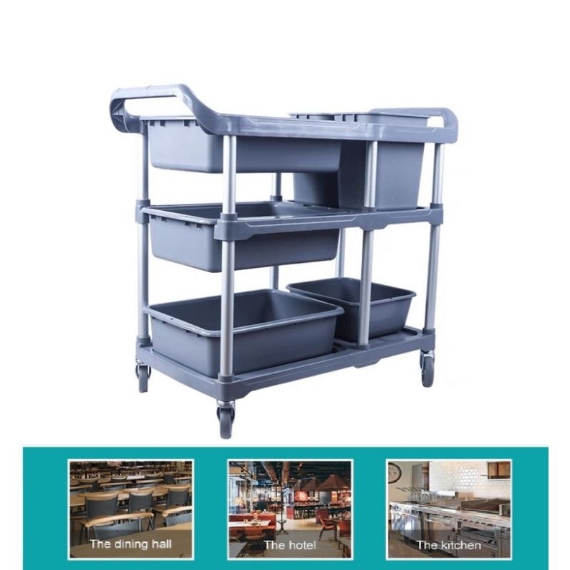 Stainless Steel Dining Collector Cart Food Court Trolley Cleaning ...