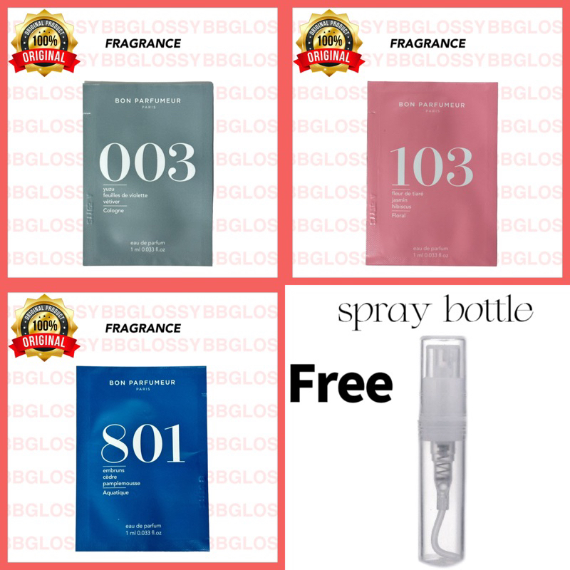 Bon Parfumeur 003 / 103 / 801 EDP 1ML perfume sample ( Free spray ...