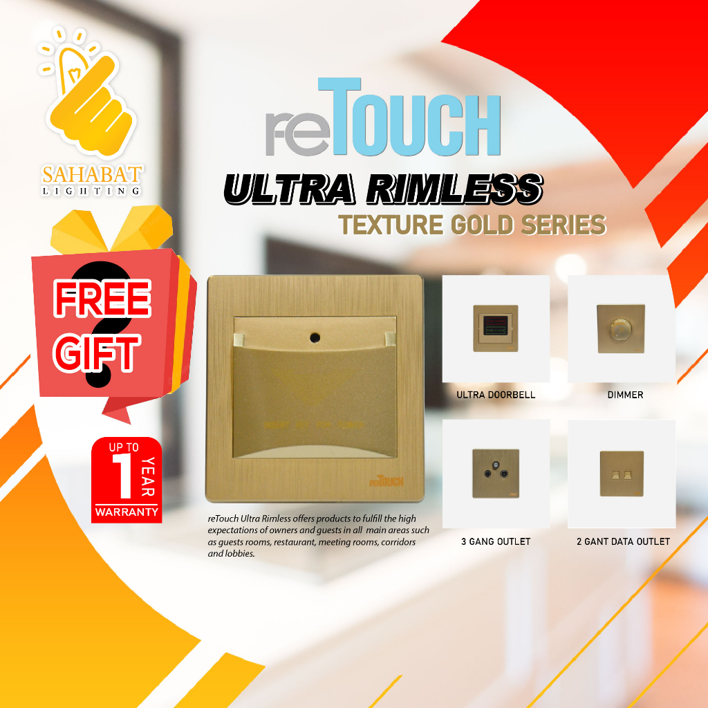 reTouch Ultra Rimless Series Switches [TEXTURE GOLD] Switch Socket ...
